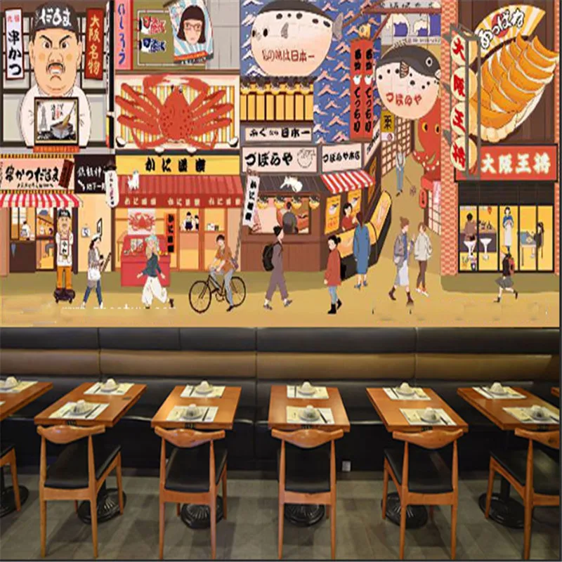 Hand Painted Japanese Temple Fair Street Scene Industrial Decoration ...