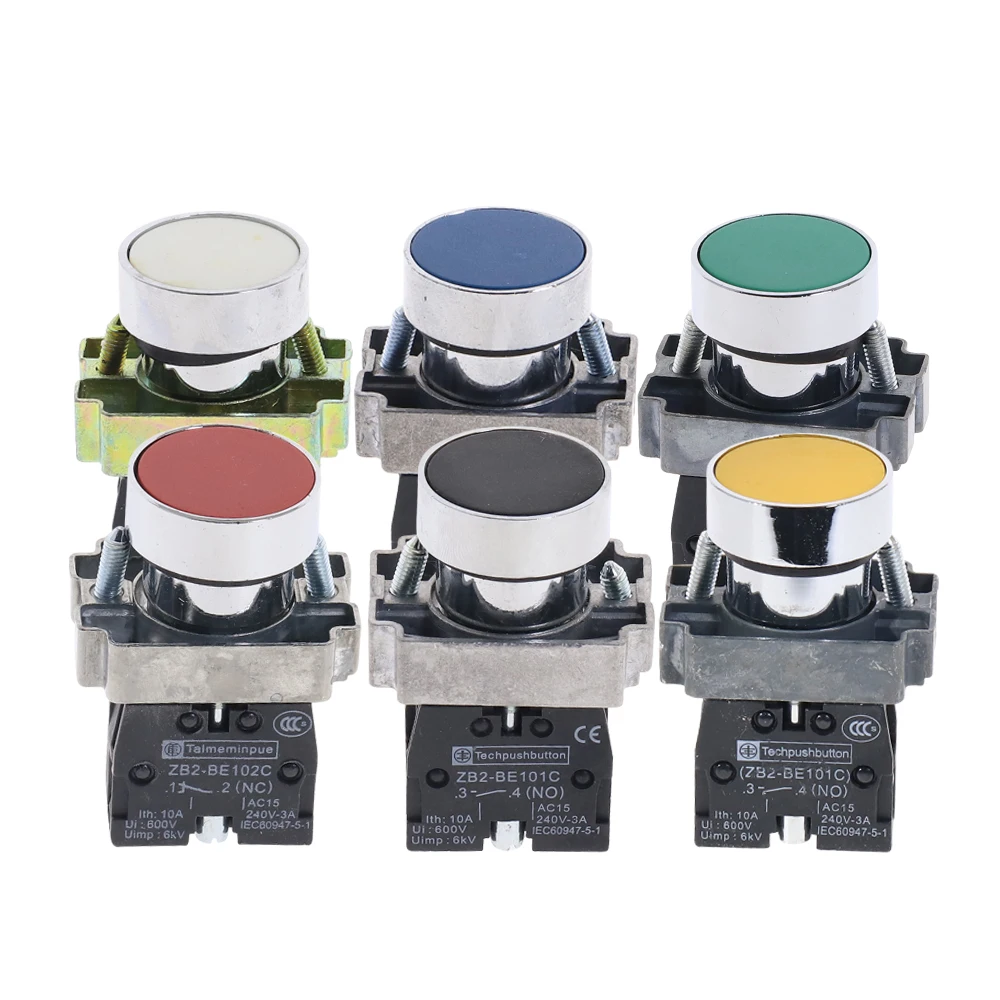 1Pcs 22mm XB2 BA11 21 31 42 51 Flush Pushbuttons Momentary Push Button ...