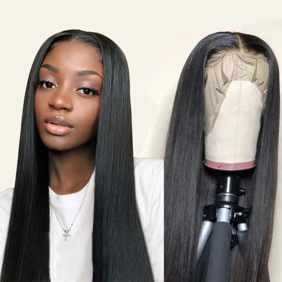 Pelucas-de-cabello-humano-liso-con-encaje-frontal-pelo-Remy-peruano ...