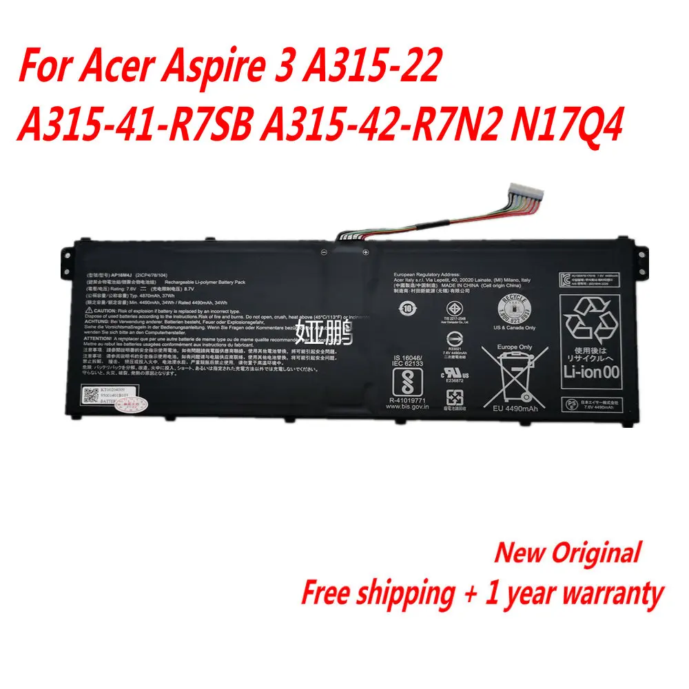 Original 7.6v 4870mah 37wh Ap16m4j Laptop Battery For Acer Aspire 3 ...