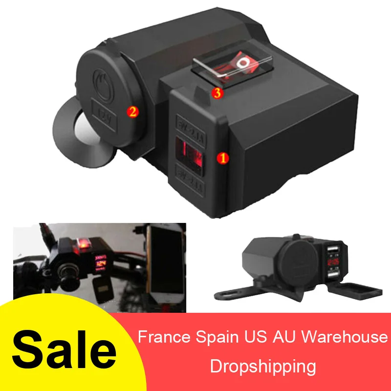 Kit de enchufe de encendedor de cigarrillos USB de 12V para motocicleta, suministro de energía ...