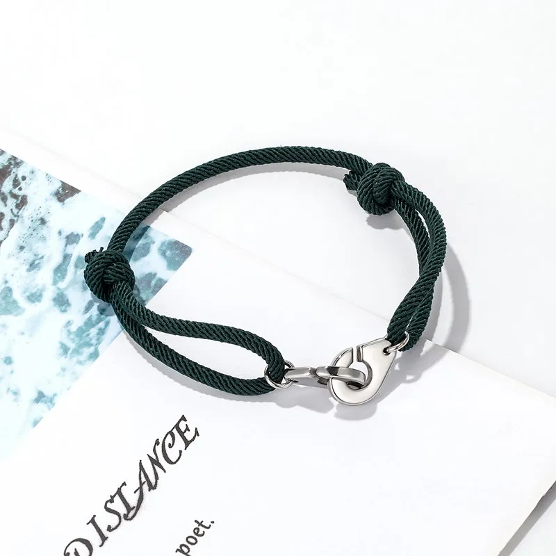 패션팔찌 여성 스테인레스 스틸 수갑 팔찌 조정 가능한 로프 Menottes Bijoux Corde 커플 티몬