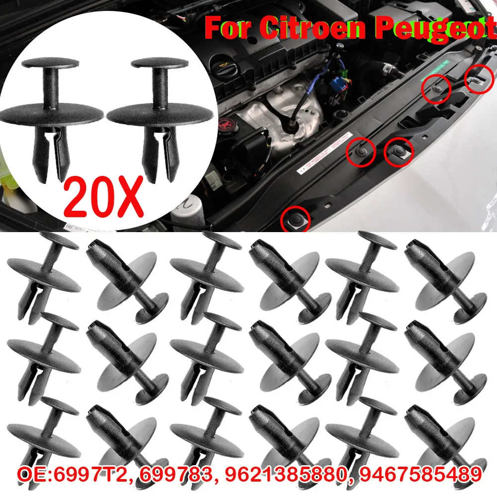 20X Bumper Wheel Arch Splashguard Clip For Peugeot 206 207 307 308 3008 ...