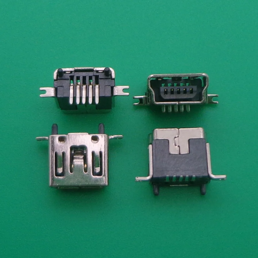 Mini usb tipo b fêmea, 50 peças, 5 pinos dip vertical perna pcb 180 ...