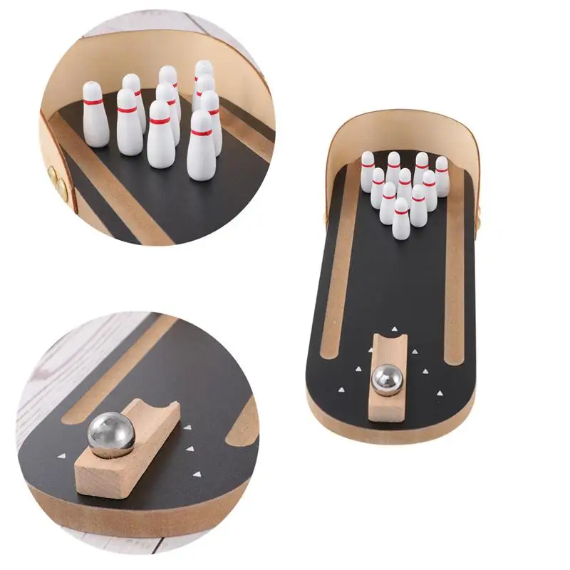 Wooden Mini Desktop Bowling Toy Gift Throwing Ball Desktop Game Set For ...