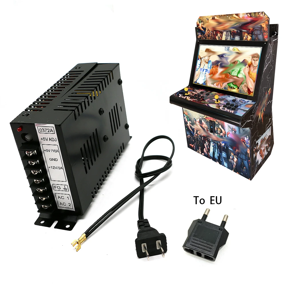 5V 12V Power Supply AC100~240V Switch EU Plug Converter For Arcade ...