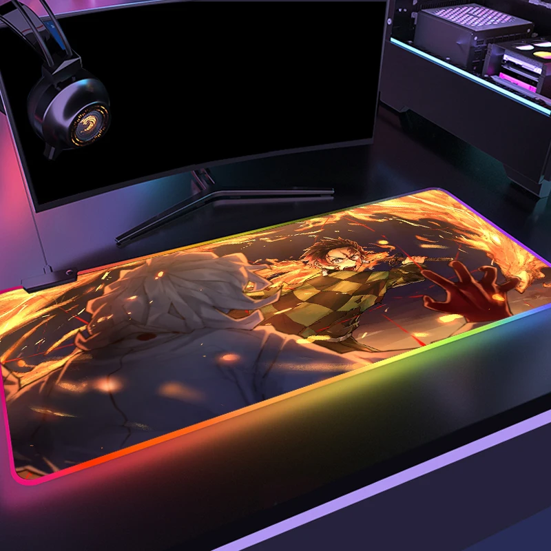 Rgb Asus Rog Mouse Pad Gaming Kamado Nezuko Mousepad Keyboard Backlit ...