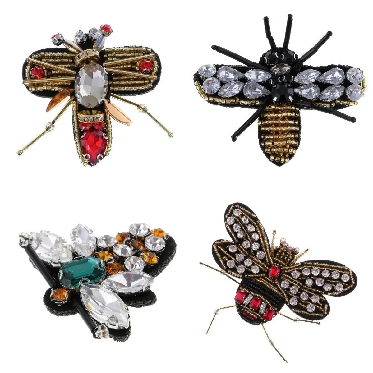 4pc Mixed Rhinestone Insects Patch Iron/Sew On Applique Craft DIY ...