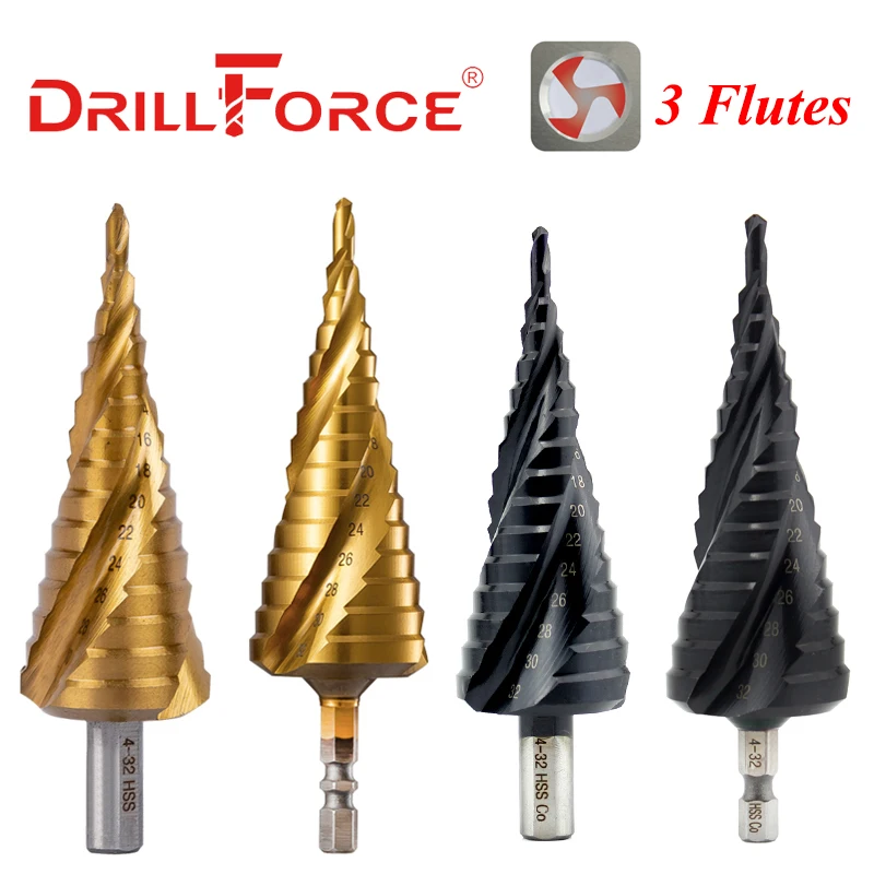 Drillforce M35 Cobalt TiAIN & M2 Titanium Coated Step Drill Bit 3 ...