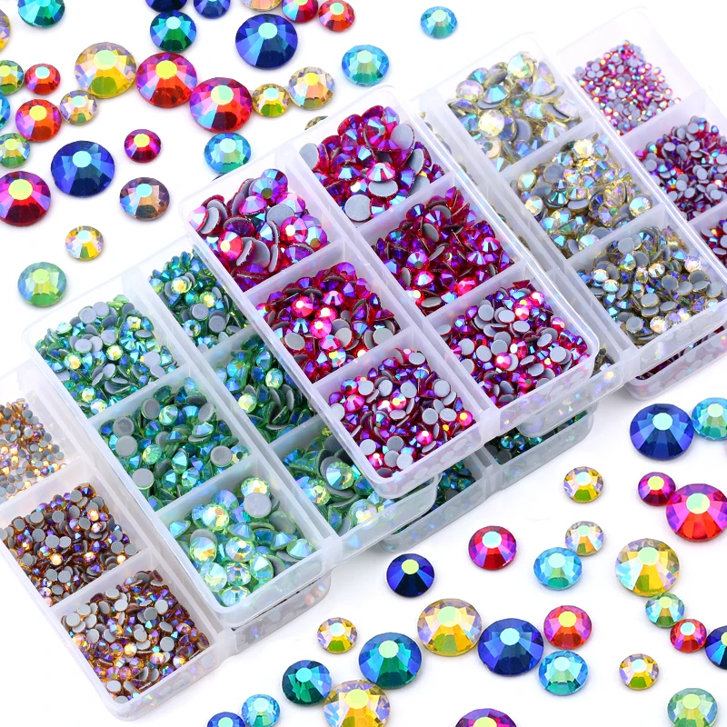 3160pcs/set Mix Ss6-ss30 Hot Fix Rhinestones Crystal Colorful With 1 ...