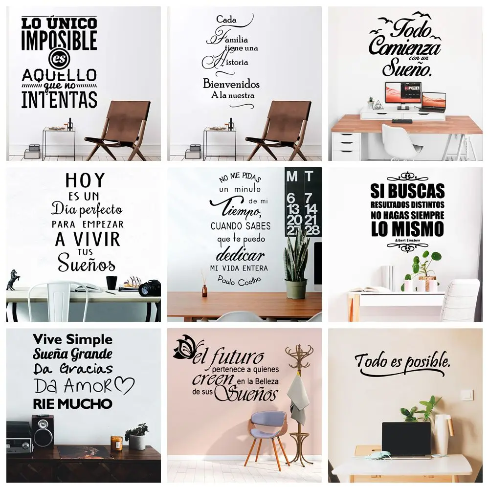 Spanish Sentences Vinyl Wall Stickers Wallpaper For Living Room ...
