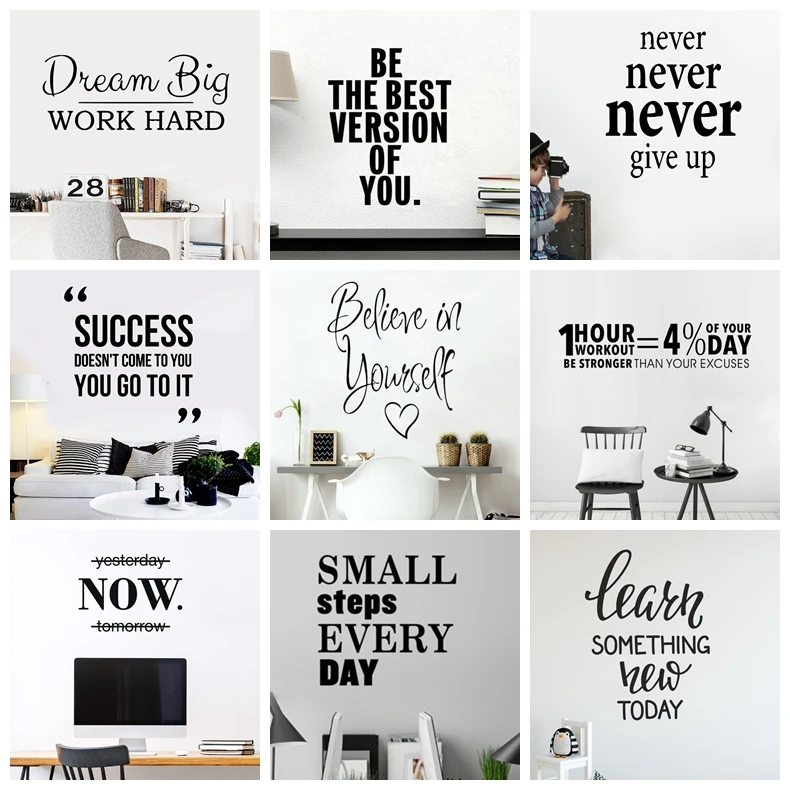 Motivational-Phrases-Quotes-Sentences-Home-Vinyl-Wall-Sticker-Decor-For ...
