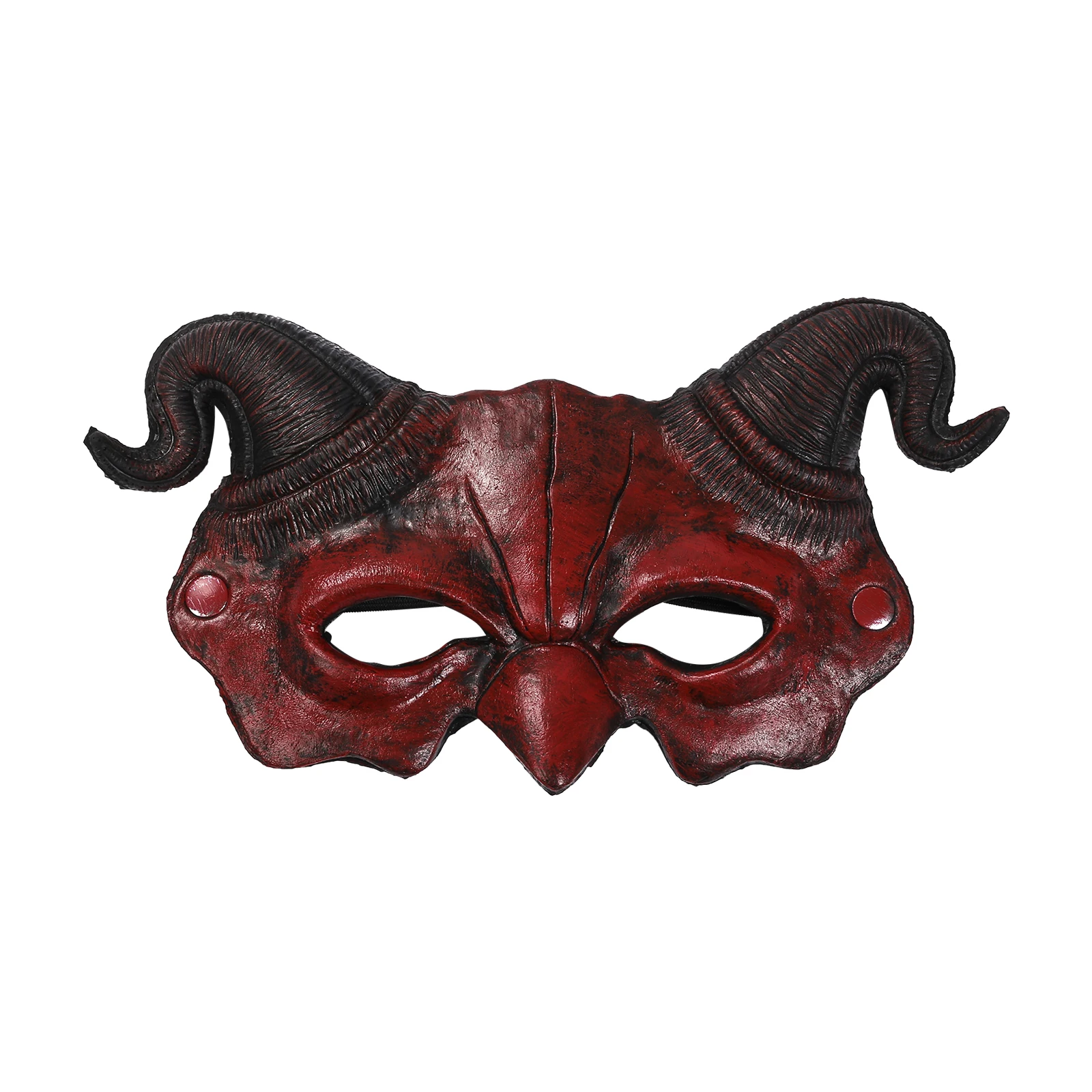 Halloween Devil Mask, Scary Ram Sheep Horn Monster Half Face Mask ...