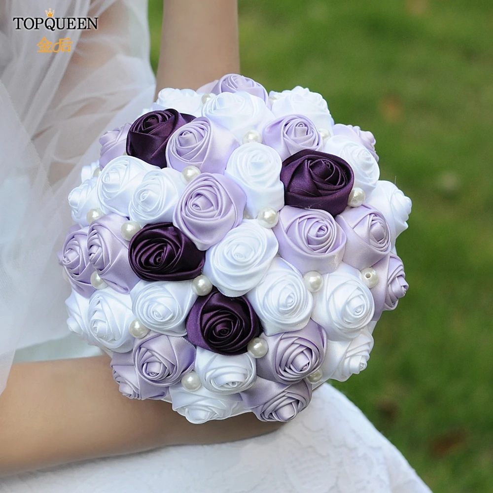 White Rose Bouquet With Purple Crystals