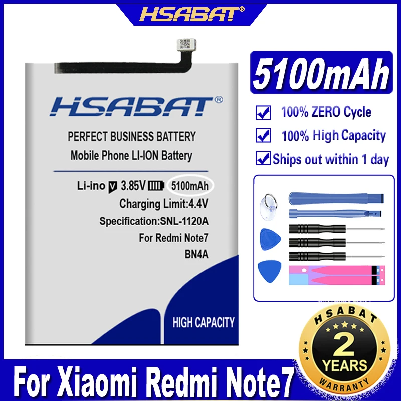 HSABAT batería BN4A de 5100mAh para Xiaomi Redmi Note 7 Note 7 pro ...