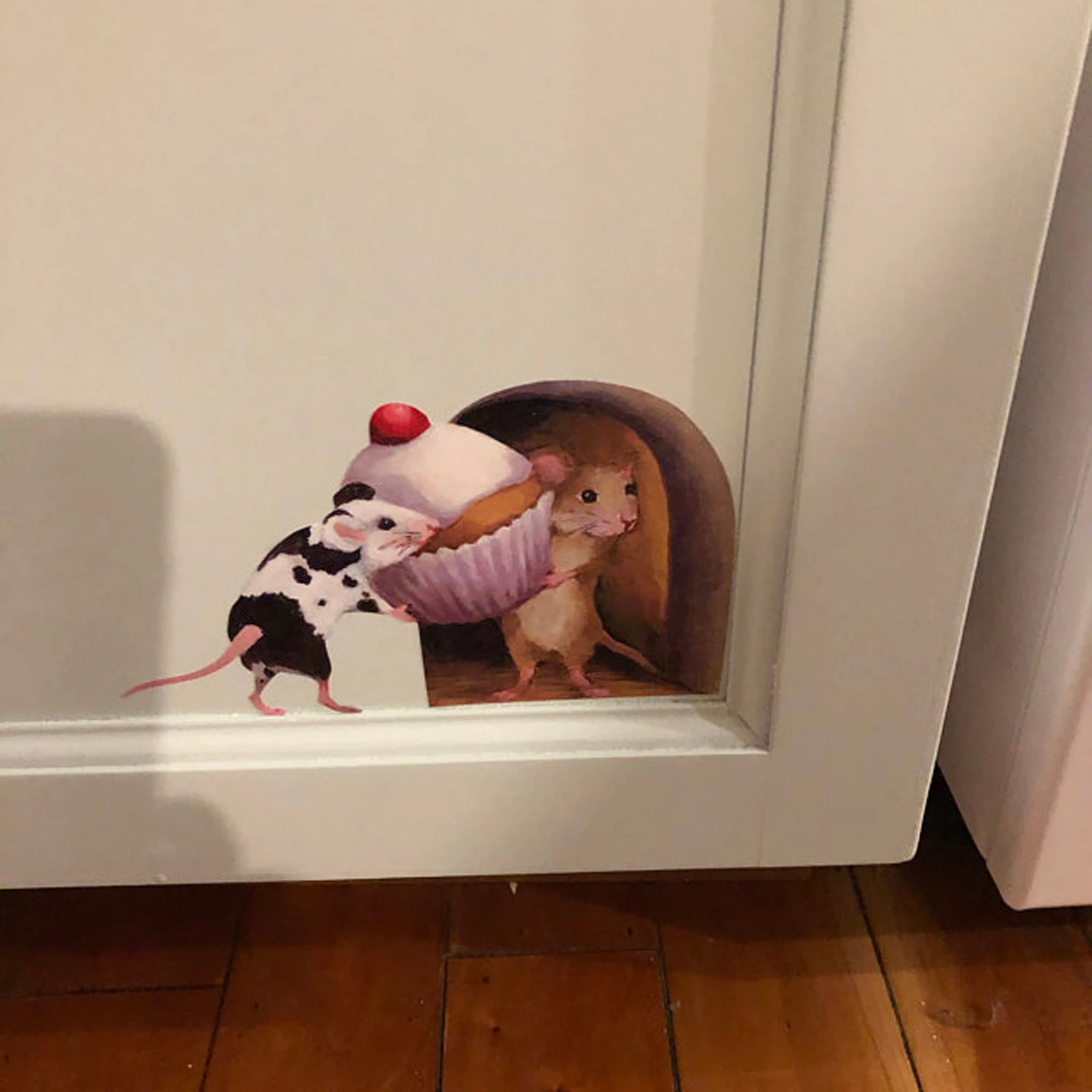 1/35pcs Mouse Hole Wall Sticker Cartoon Kids Mini House Wall Corner ...
