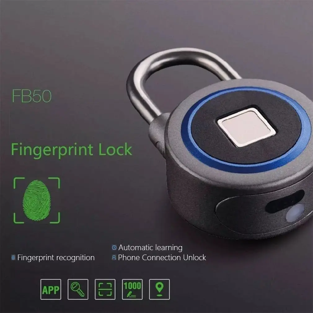 FB50 APP Unlock Fingerprint Lock Padlock Keyless Portable Anti-Theft ...