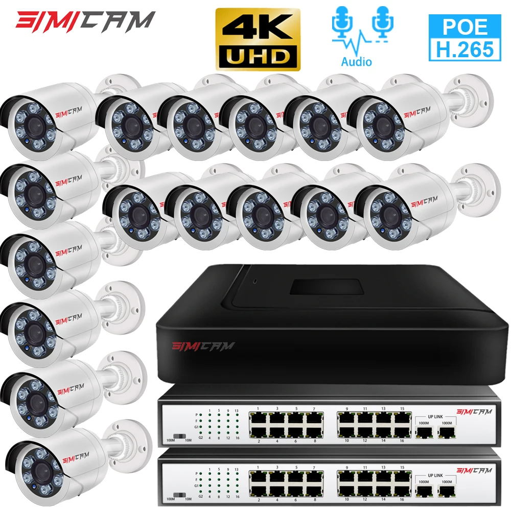 4k 8mp 32ch/16ch Poe Ip Supper Hd Nvr Kit With Audio Cctv System Out ...