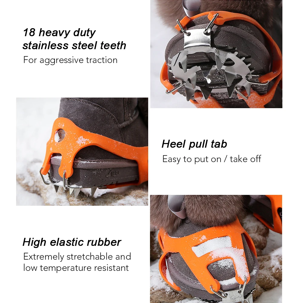 Chaînes neige,Chaussures de neige antidérapantes à 18 Crampons de ...