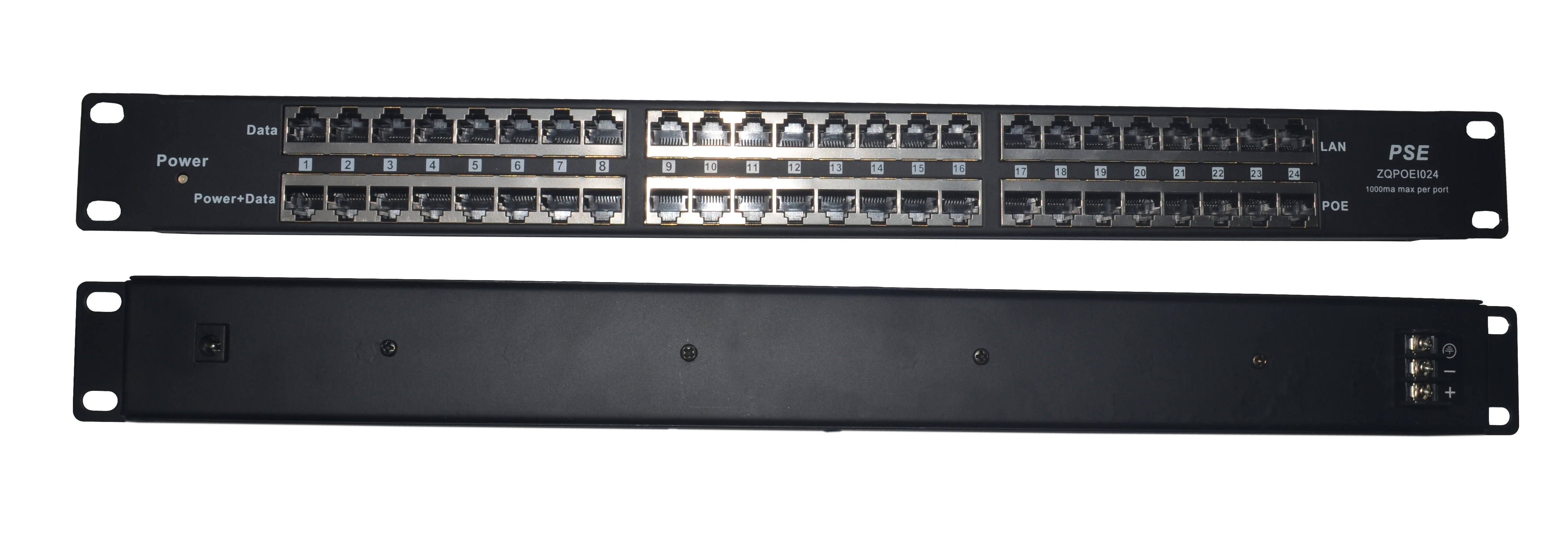 POE-24-1U Passive PoE injector 24 Port Mid-span POE Patch Panel Rack ...
