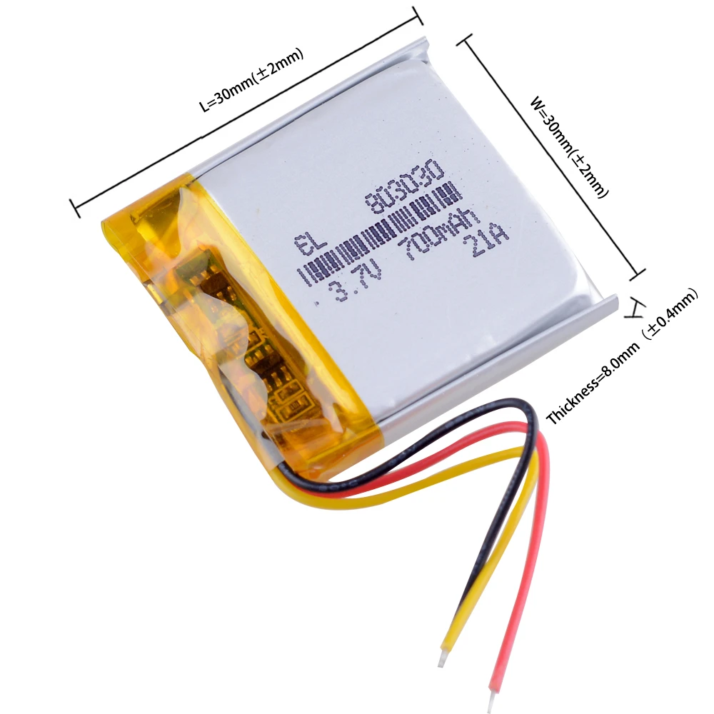 3 line 753030 3.7V 700mah 803030 Universal Li ion battery installed in ...