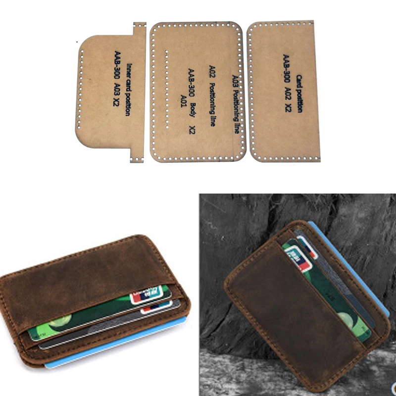 1 Set Diy Leather Handmade Card Holder Double Coin Card Storage Bag ...