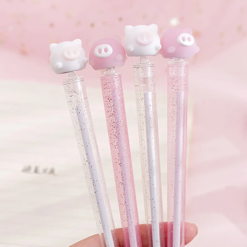 40 pcs/lot Rotatable Pig gel pens Cute 0.5mm black ink neutral pen ...