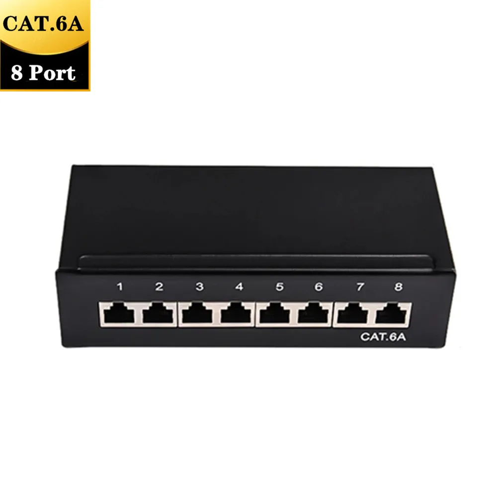 RJ45 CAT 6A Distribution Frame Full Shielded 8 port Mini Desktop Patch ...