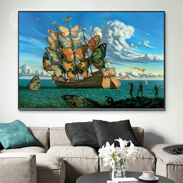 Salvador Dali Painting Butterfly Ship