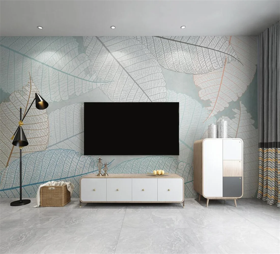 Egyedi Levél Háttérkép Északi Modern Levelek Hálószoba Háttér Fali ...