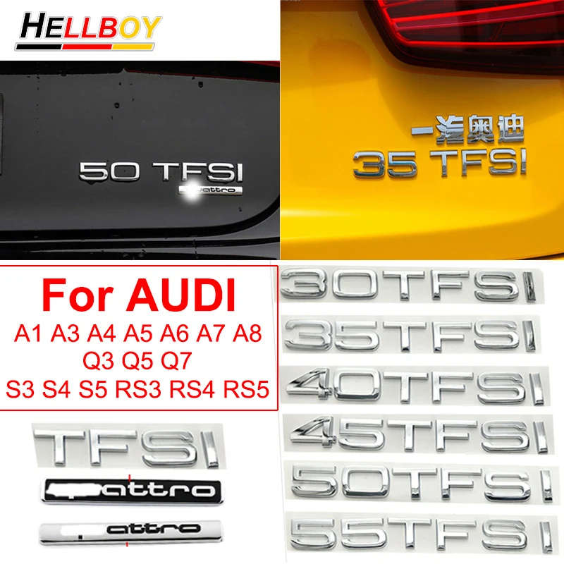 Car Rear Trunk Letters Emblem Badge Logo Stickers For Quattro For Audi ...