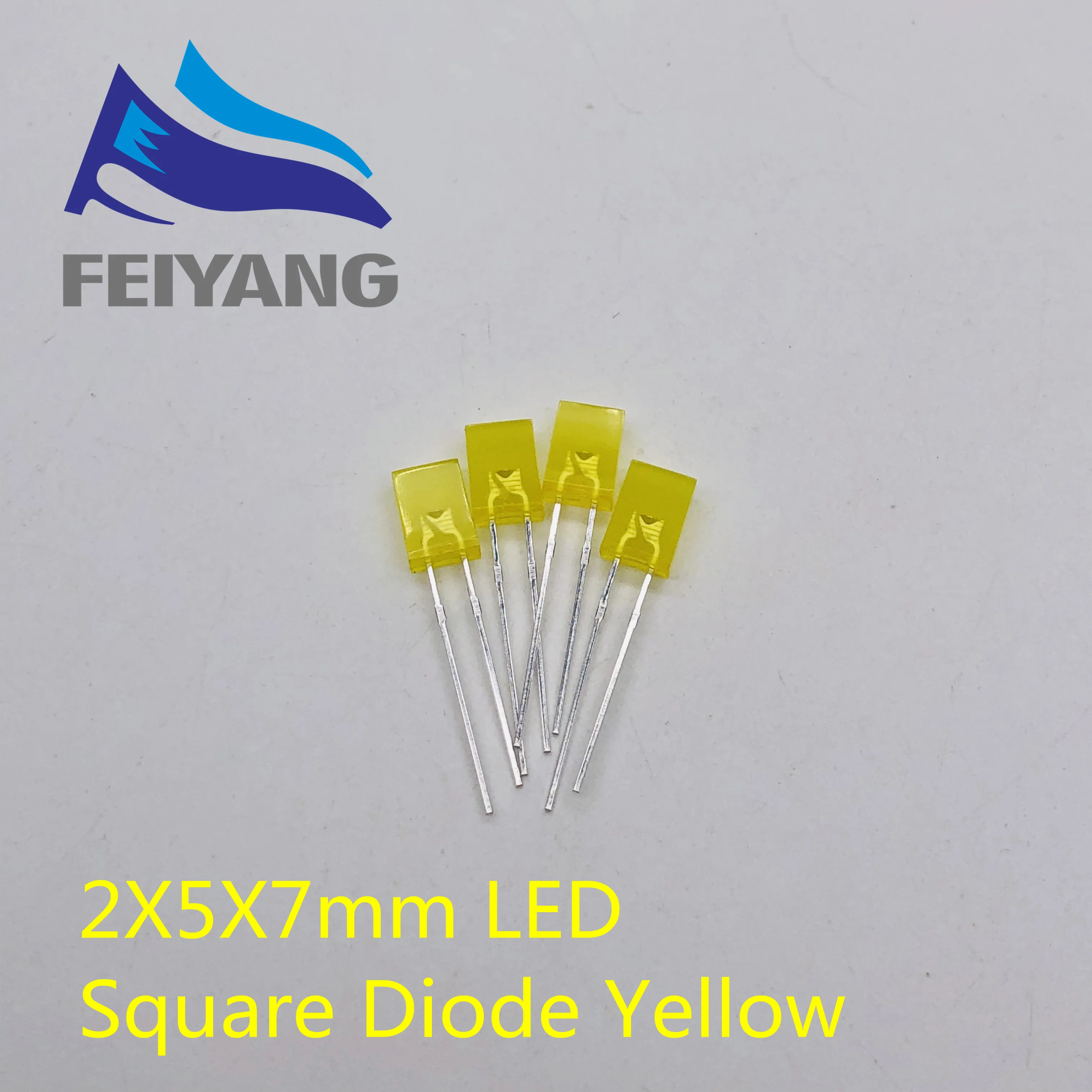 100pcs 2X5X7mm LED Square Diode Yellow DIP Diffused 20mA 2V 588 592nm ...