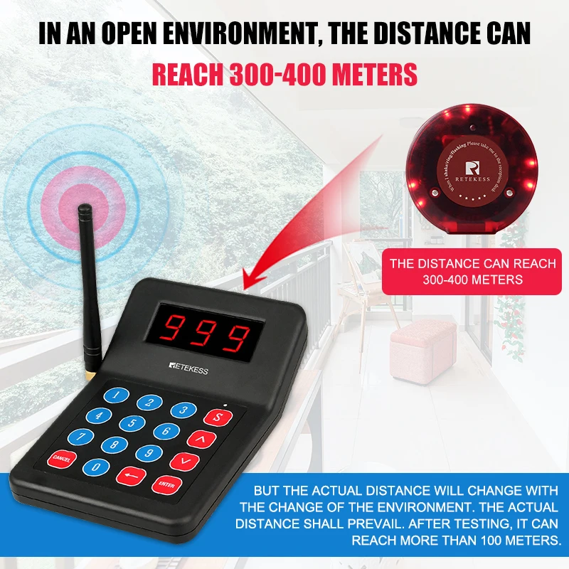 Retekess T119 Restaurant Pager Wireless Paging Queue System 10 Coaster ...