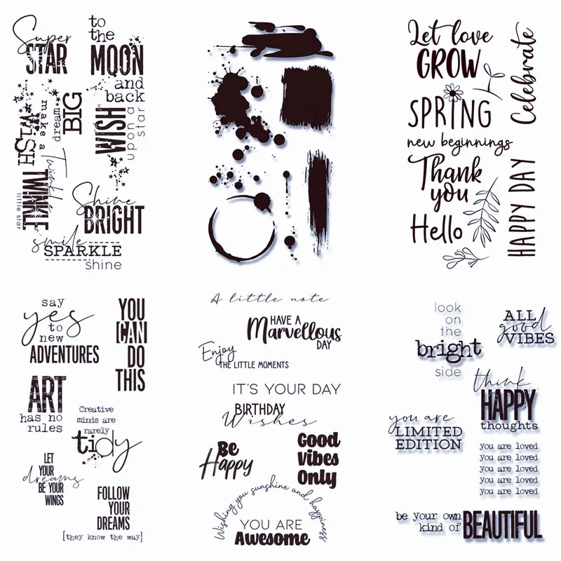 Everyday-Sentiments-Stamps-Set-Phrases-Splats-Transparent-Silicone ...