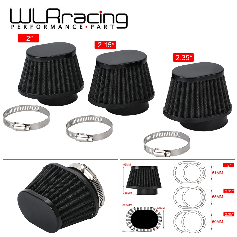 WLR Motorfiets Luchtfilter 60mm 55mm 54mm 51mm 50mm Universeel voor ...