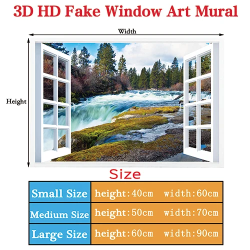3D Simulation Fake Window Wallpaper Lake Landscape Mountain Clouds Wall ...