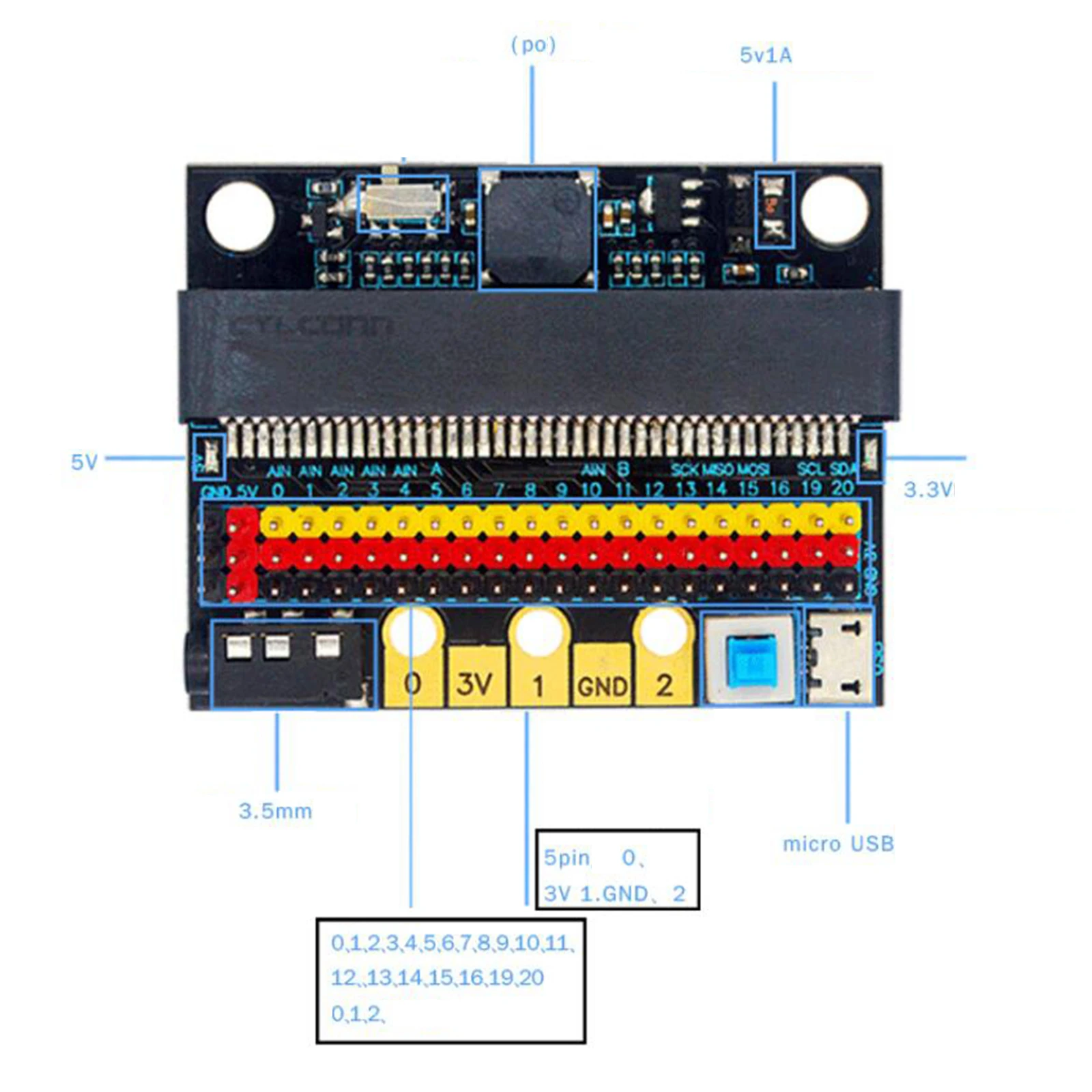 Microbit Expansion Board To 5v Power Supply Microbit Adapter Board For Primary And Secondary