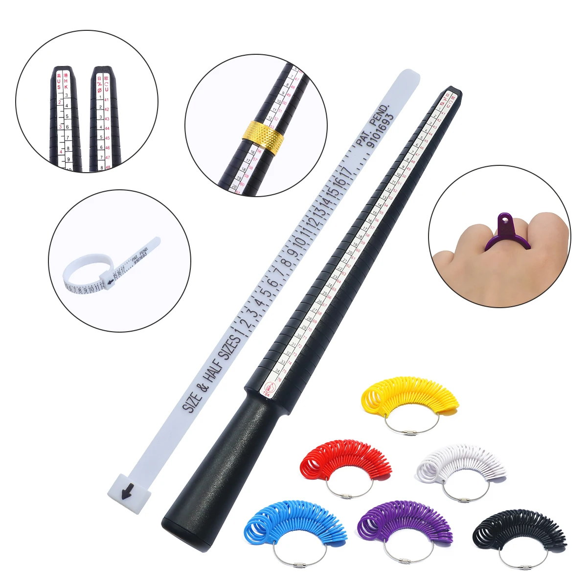 Plastic Ring Size Finder Jewelry Tools Ring Mandrel Stick Finger Gauge ...