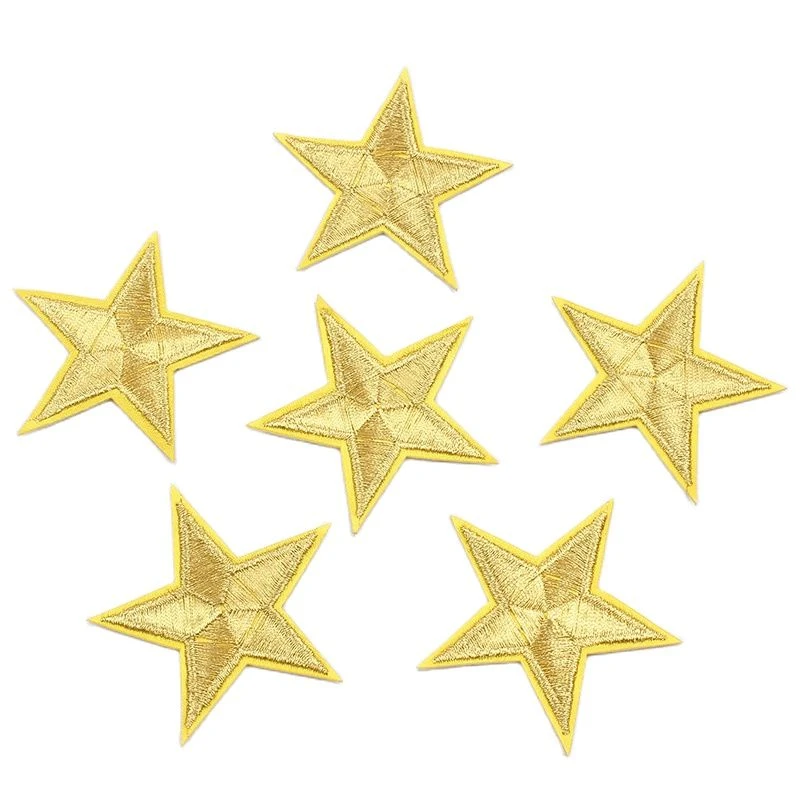 10pcs/lot Embroidered Gold Star Patch Iron On Coats Jeans Stickers ...