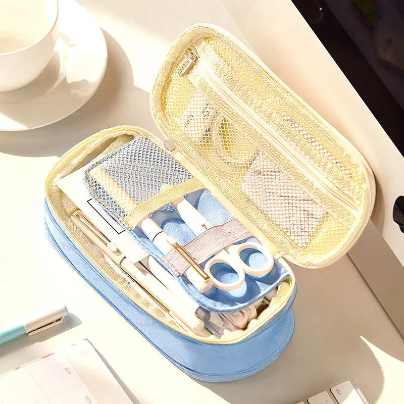 Classic Pocket Pen Pencil Case Fold Canvas Stationery Storage Bag ...