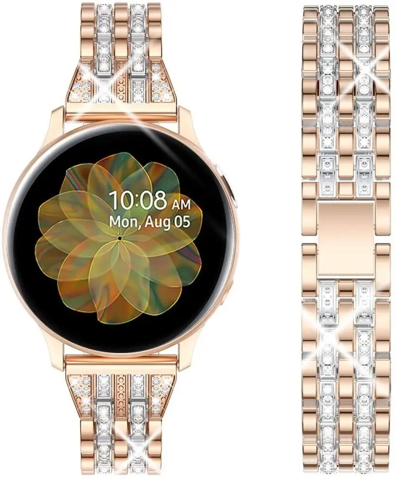 Metal Crystal Diamond Band For Samsung Galaxy Watch 42mm Active2 40mm ...