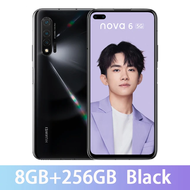 huawei Nova 6, 5G NR, 8 ГБ, 128 ГБ, Kirin 990, четыре ядра, 6,57 дюймов, 2400x1080 P, полный ...