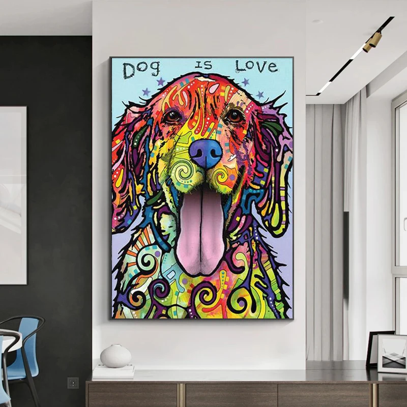 Colorful-Modern-Dog-Canvas-Painting-Pop-Abstract-Posters-and-Prints ...