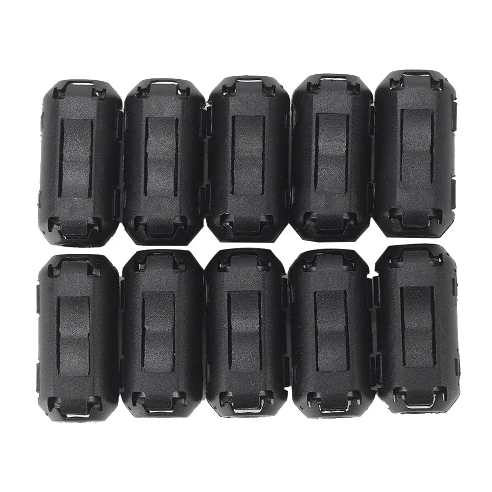 10Pcs Black Clip On Clamp RFI EMI Noise Filters Ferrite Core For 5mm ...