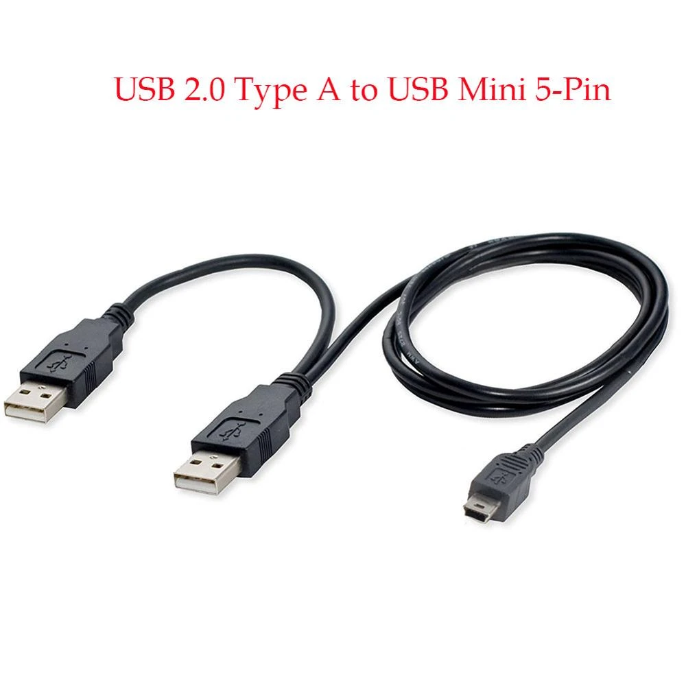 Dual USB 2.0 Type A to USB Mini 5 Pin Type B x1 Y Data & Power Cable ...