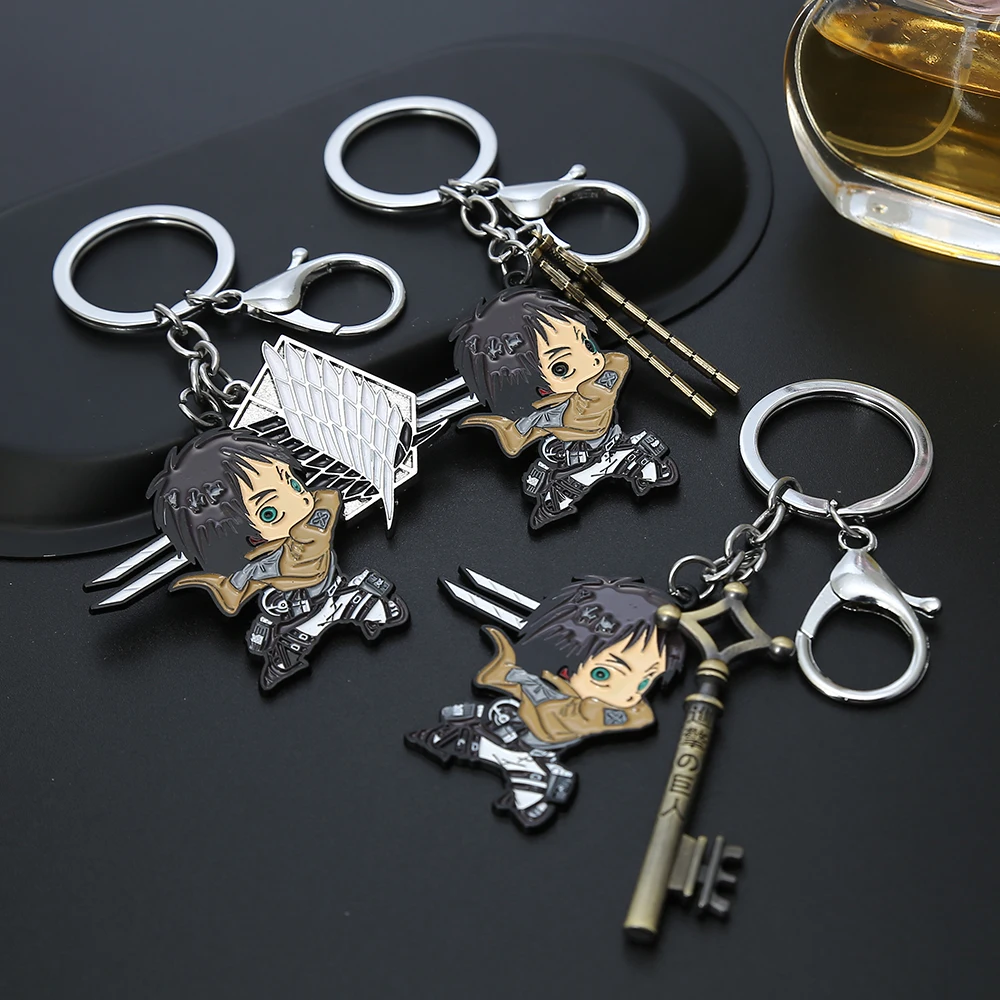 2pcs Attack on Titan Keychain Cartoon Mikasa Ackerman Metal Pendants ...