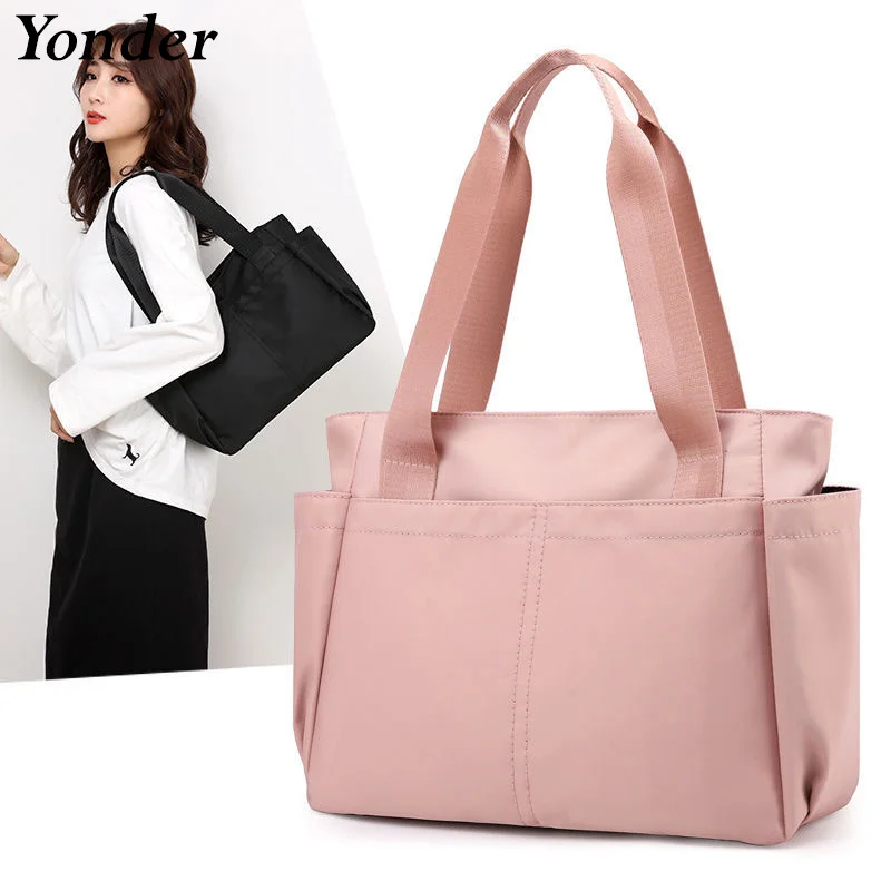 Tas-Bahu-Tote-Wanita-Kain-Nilon-Besar-Kasual-Polos-Tas-Tangan-Kain ...