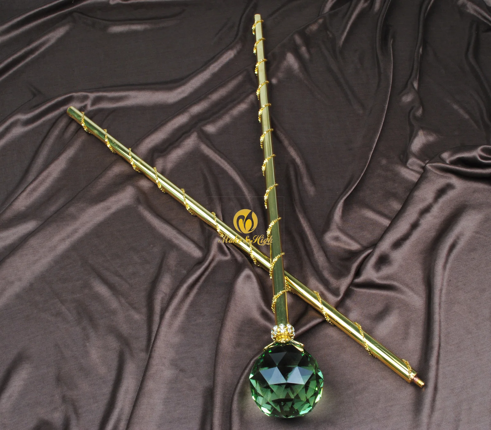 86.5cm Green Crystal Scepter Wand Round Ball style Sceptre King Queen ...