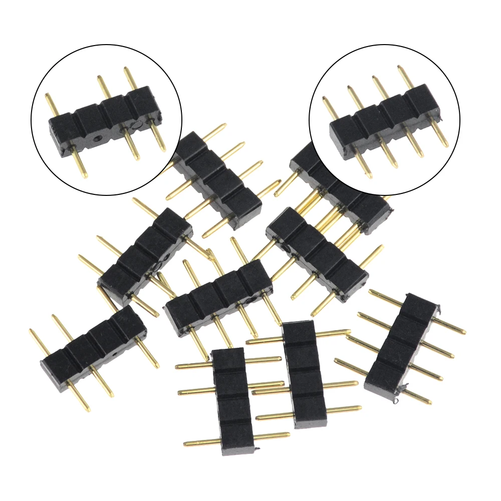10PCS-LED-Connector-Adapter-3Pin-4Pin-Needle-Male-Type-Double-Connector ...