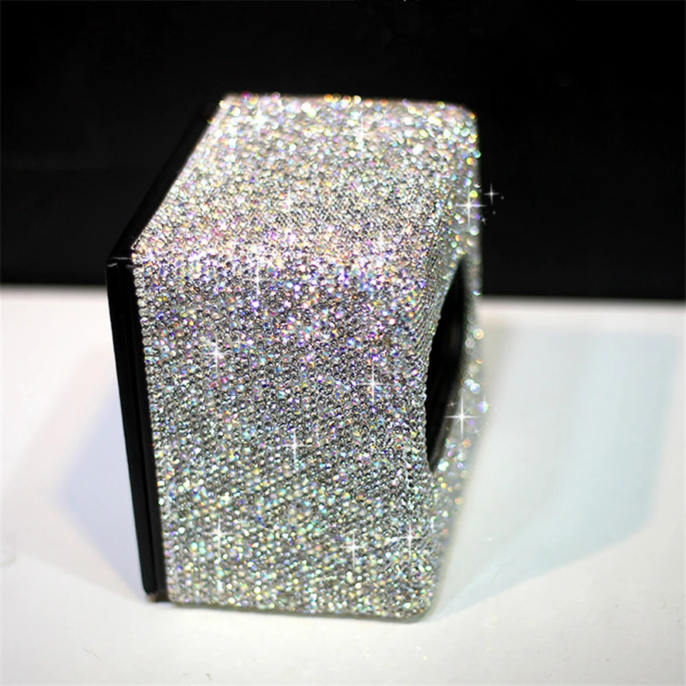 Luxury Shiny Crystal Small Size Car Tissue Box Pink Gold Purple White ...
